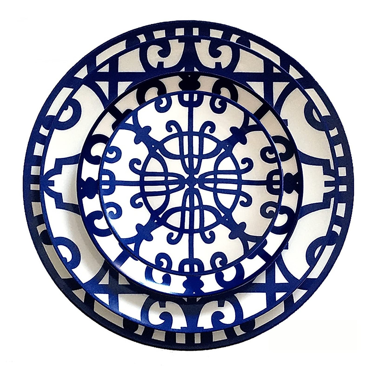 OUSIKA Plates Four-Piece Ceramic Plate Hand-Painted Red Art Creative Round Tableware Dinner Plate Set Wedding Pasta Charging Plate Plate (Color : Green)