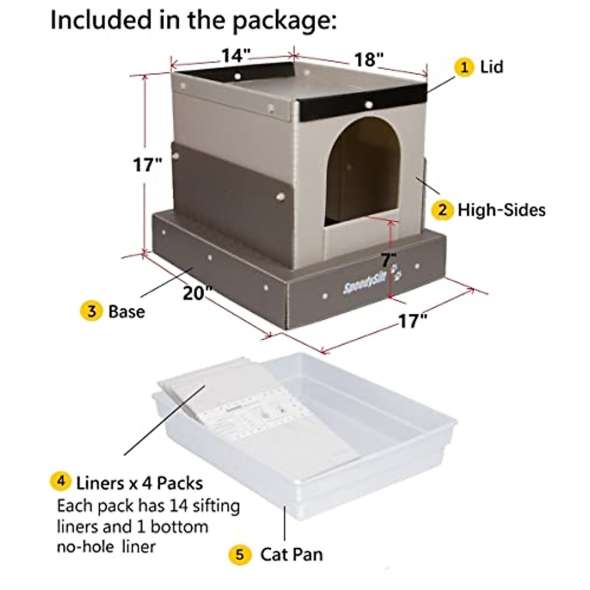 SpeedySift Hooded Cat Litter Box Starter Kit, Includes 56ct Disposable Sifting Liners, Material: Corrugated Plastic Board