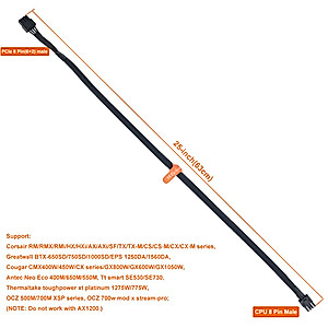YEZriler (2-Pack) 8 Pin PCIe Cable for Corsair PSUs, ATX CPU 8 Pin Male to PCIe 8 Pin (6+2) Male Power Adapter Sleeved 25-inch (63cm)
