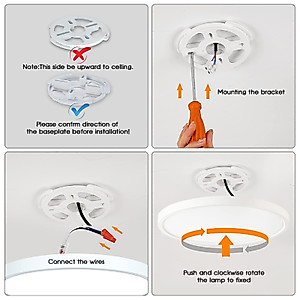 Roomratv LED Flush Mount Ceiling Light with Nightlight - 12" 24W 2400LM Surface Mount Light Fixture with 5 CCT Color Temperature Options
