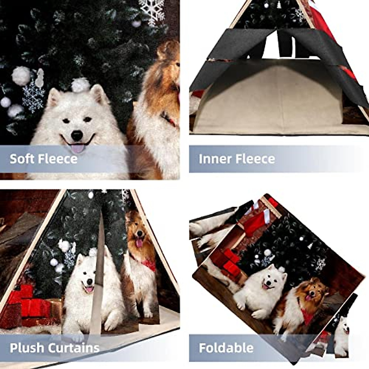 enheng Small Pet Hideout Christmas Animal Dog Hamster House Guinea Pig Playhouse for Dwarf Rabbits Hedgehogs Chinchillas