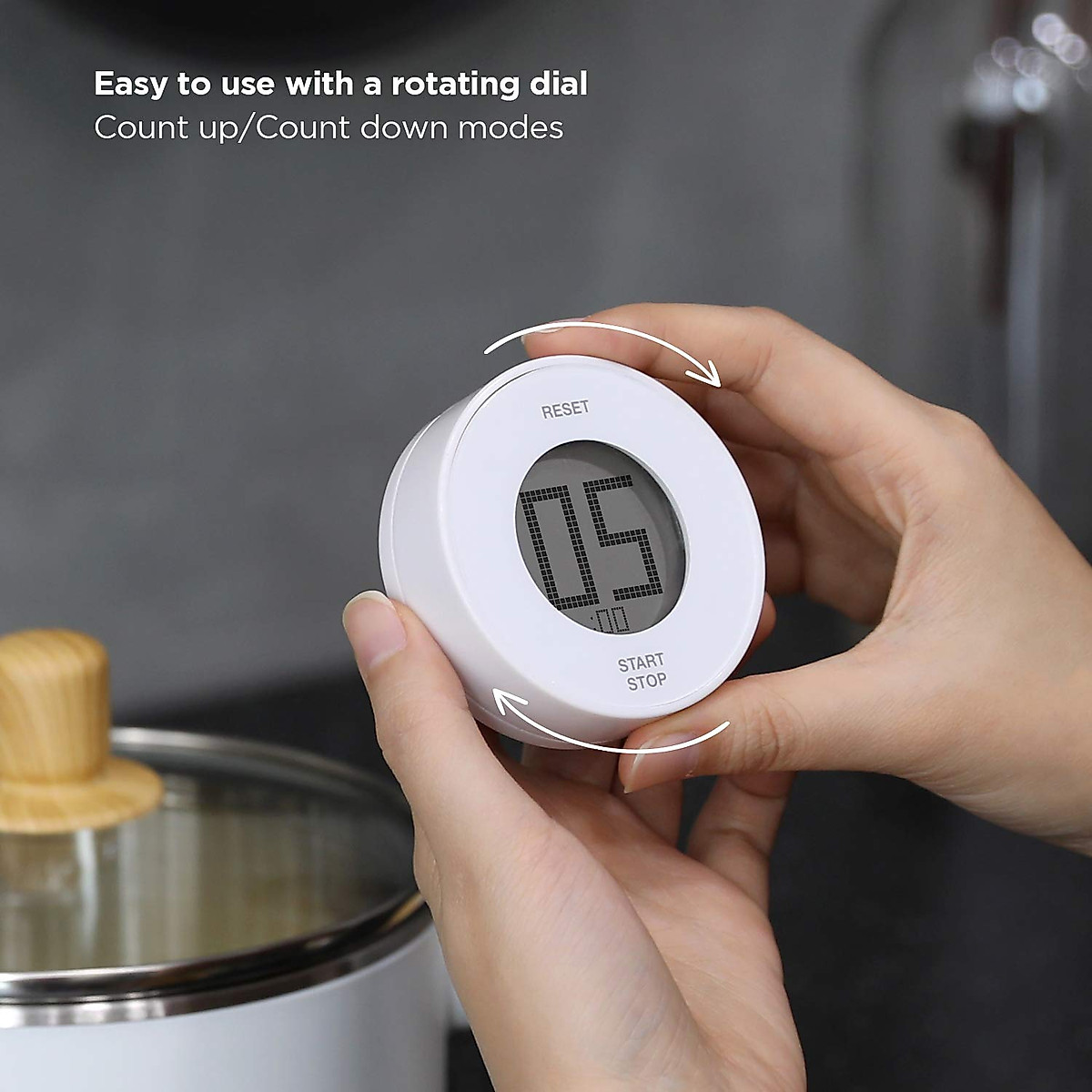 Mooas Dial Cooking Timer, Count Up/Countdown Digital Timer, Kitchen Timer, Loud Alarm, Big Digits, Magnetic Timer, Ideal for Cooking, Studying, Exercising, Working
