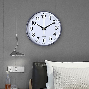AOKID Trendy Wall Clock Round Wall Clock Simple Style High-Precision Battery Operated Easy-to-Read Non-Ticking Quartz Clock for Wall Decor Wall Clock Grey