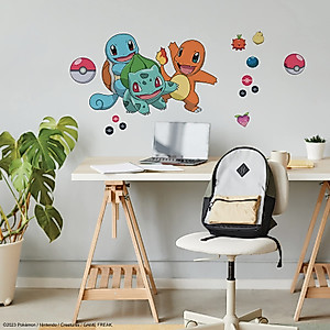 RoomMates RMK5361GM Pokémon Squirtle, Charmander, and Bulbasaur Peel and Stick Giant Wall Decals
