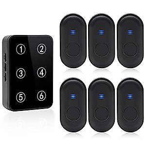 Wireless Caregiver Pager Call Button Nurse Call System 500Ft Range with LED Number Display for Elderly/Patient/Disabled at Home/Hospital/Clinic(6 Waterproof Call Button & 1 Receiver)