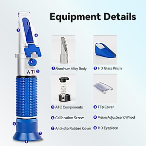 NEEBETEK Brix Refractometer with ATC,Wort Specific Gravity Tester,Portable Sugar Content Hydrometer for Wine Making and Beer Brewing, Homebrew Kit