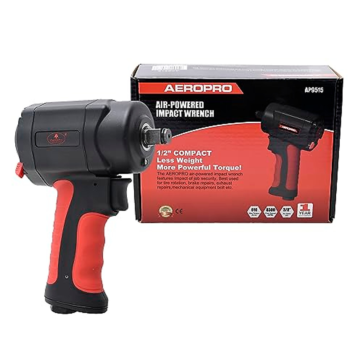 AEROPRO TOOLS 1/2-Inch composite Mini Air Impact Wrench(AP9515),compact design with 500FT-LBS strong torque