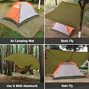 FREE SOLDIER Waterproof Portable Tarp Multifunctional Outdoor Camping Traveling Awning Backpacking Tarp Shelter Rain Tarp (Brown)