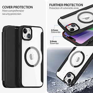 DUX DUCIS Case for iPhone 15 Case Wallet Compatible with Magsafe, Shockproof Full Protective Flip Folio Wallet Case with RFID Blocking Card Slot PU Leather Cover for iPhone 15 (6.1",Black)