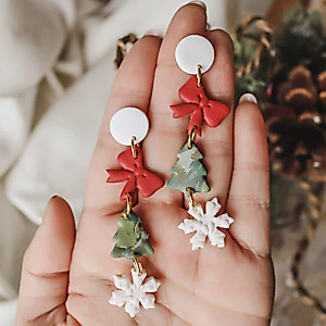 KEOKER Christmas Clay Cutters, Christmas Polymer Clay Cutters for Earrings Making, 12 Shapes Mini Christmas Clay Earrings Cutters, Small Christmas Tree Clay Cutters For Polymer Clay Jewelry