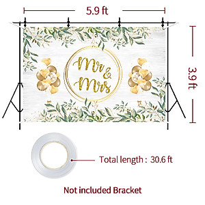 Aonbon Mr & Mrs Backdrop, Wedding Backdrop Banner, Wedding / Engagement / Bridal Shower Party Decoratoions