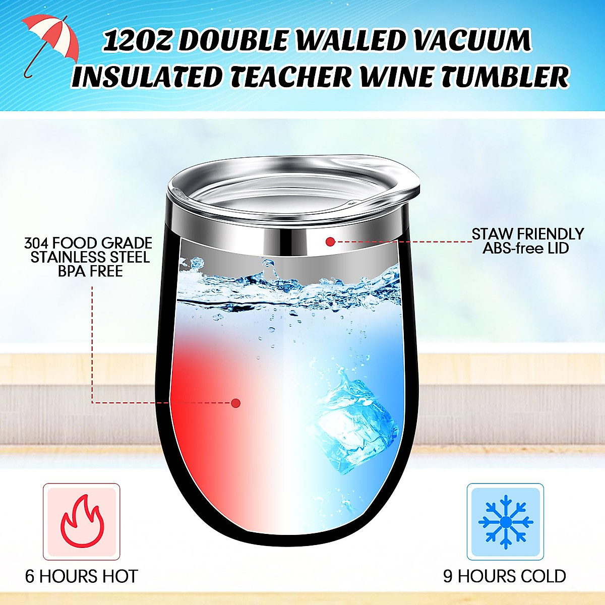 Didaey 24 Pcs Teacher Appreciation Gift Sets 12 Oz Teacher Wine Tumbler for Women Thank You Birthday Graduation Gifts 12 Best Ever Cup and 12 Keychain(Black)