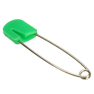 UZZO 50 Pack Colorful Safety Pins Baby Child Infant Kids Plastic Head Cloth Diaper Pins Safety Safe Hold Clip Locking Cloth Stainless Steel Traditional Safety Pin,Color Random Send