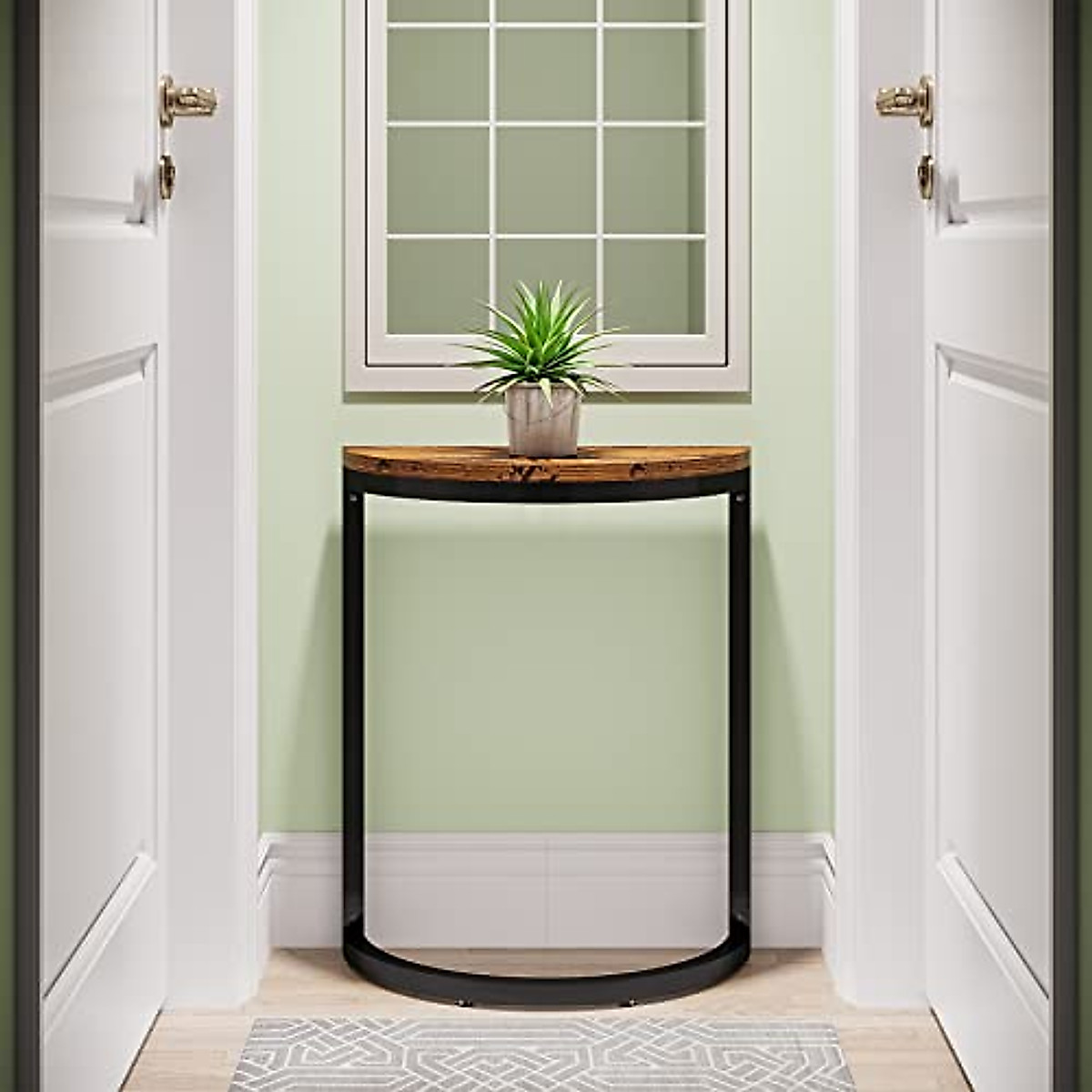 LITTLE TREE End Table Half Round, 1PC, 1-Tier Brown