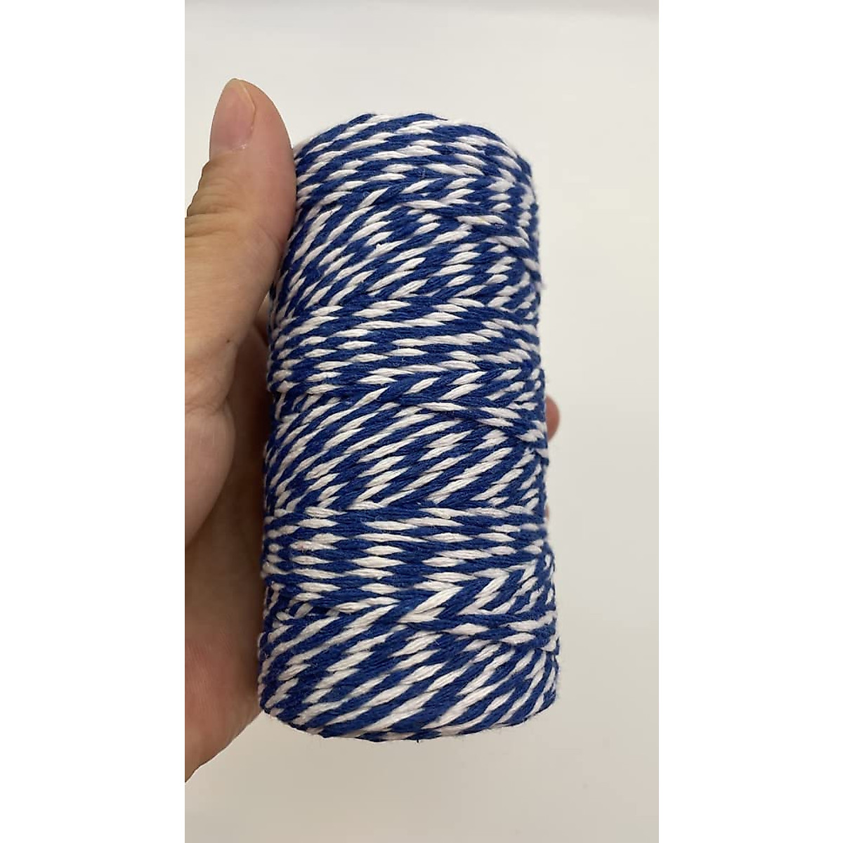 Cotton Bakers Twine，328 Feet Cotton Cord Crafts Twine String Natural Blue Cotton String Twine for Gift Wrapping, Christmas Decor, Bottle Decorations, Baby Shower Decor