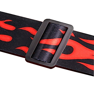 RAUYIVANY Guitar strap nylon and polyester material, adjustable length (35-58 inches), suitable for classical, electric guitar, acoustic guitar and bass (flame type)