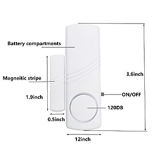 4 Pack Wireless Door Window Alarm, Magnetic Burglar Alert Sensor, Loud 90lb Door Alarms for Kids Safety, DIY for Home Security, Office Protection