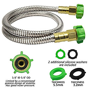 YANWOO 304 Stainless Steel 6ft Short Garden Hose with Female to Female Metal Connector, Flexible & Lightweight Water Hose, Drinking Water Safe (6ft)