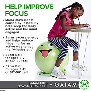 Gaiam Balance Ball Chair - No Roll 65cm Premium Ergonomic Yoga Ball Chair for Home and Office Desk with Exercise Guide, Easy Installation Ball Pump, and Built-in Stability Legs