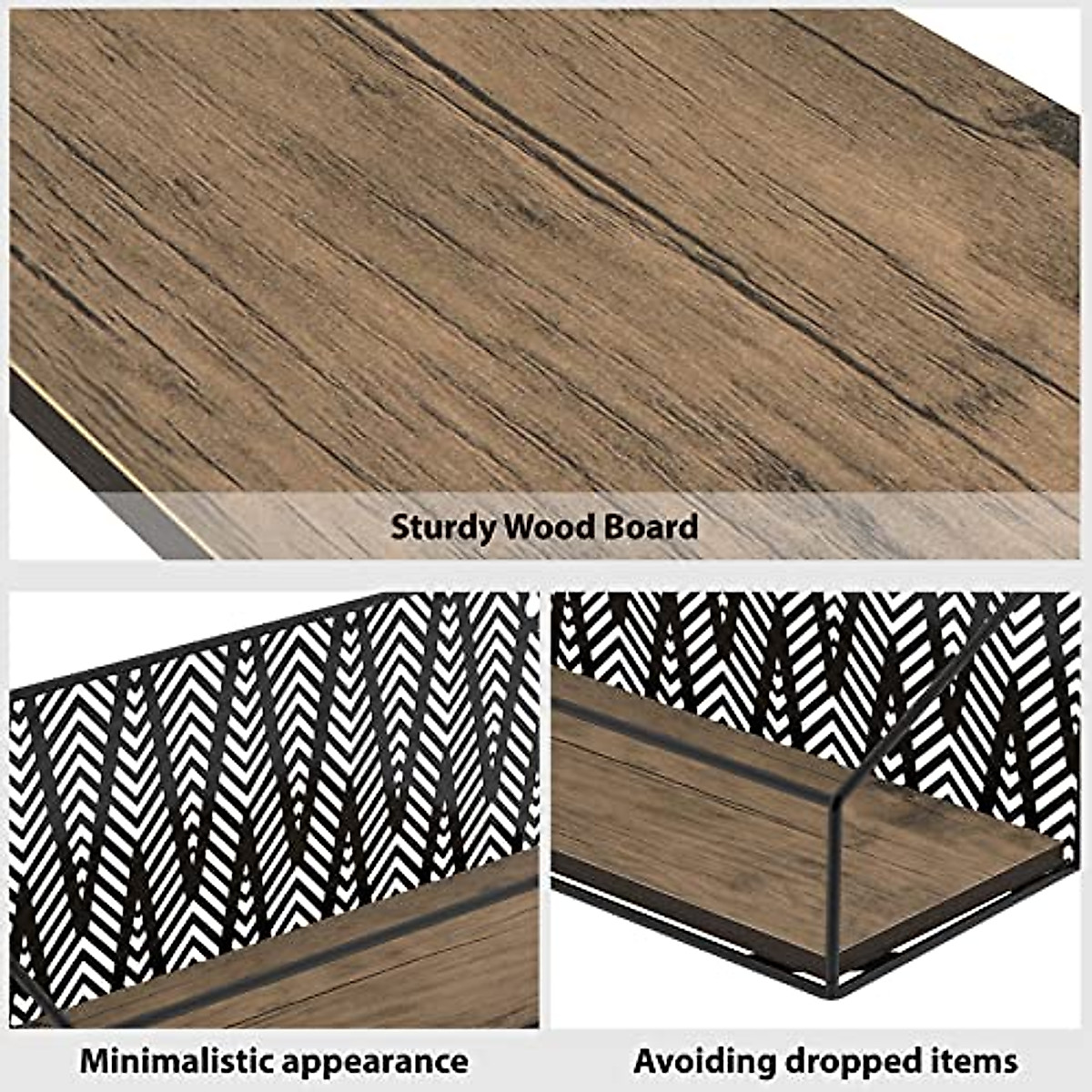 Edenseelake Floating Wall Shelves Set of 3, Cedar Pattern Wall Mounted Shelf for Bedroom, Living Room, Bathroom, Kitchen, Office