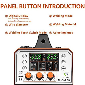 HITBOX MIG Welder Machine,200Amp 5 in 1 Gas MIG/Gasless Flux Core MIG/Stick/Lift TIG/Spot welding/Aluminum Multi Process Welding Machine with LED Digital Display