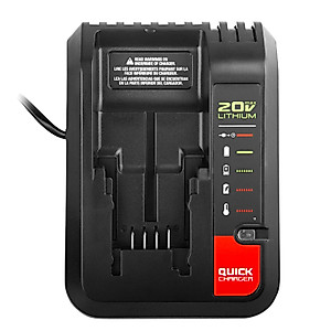 Quick Charger [for Porter-Cable 20V MAX] & [for Black+Decker 20V MAX] Lithium Battery PCC680L PCC681L PCC682L PCC685LP PCC699L and Battery LBXR20 LBXR2020 LBX4020