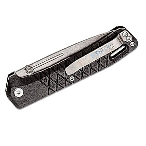 Gerber Zilch Folding Knife 3.1" Stonewashed Drop Point Plain Blade, Black GRN Handles