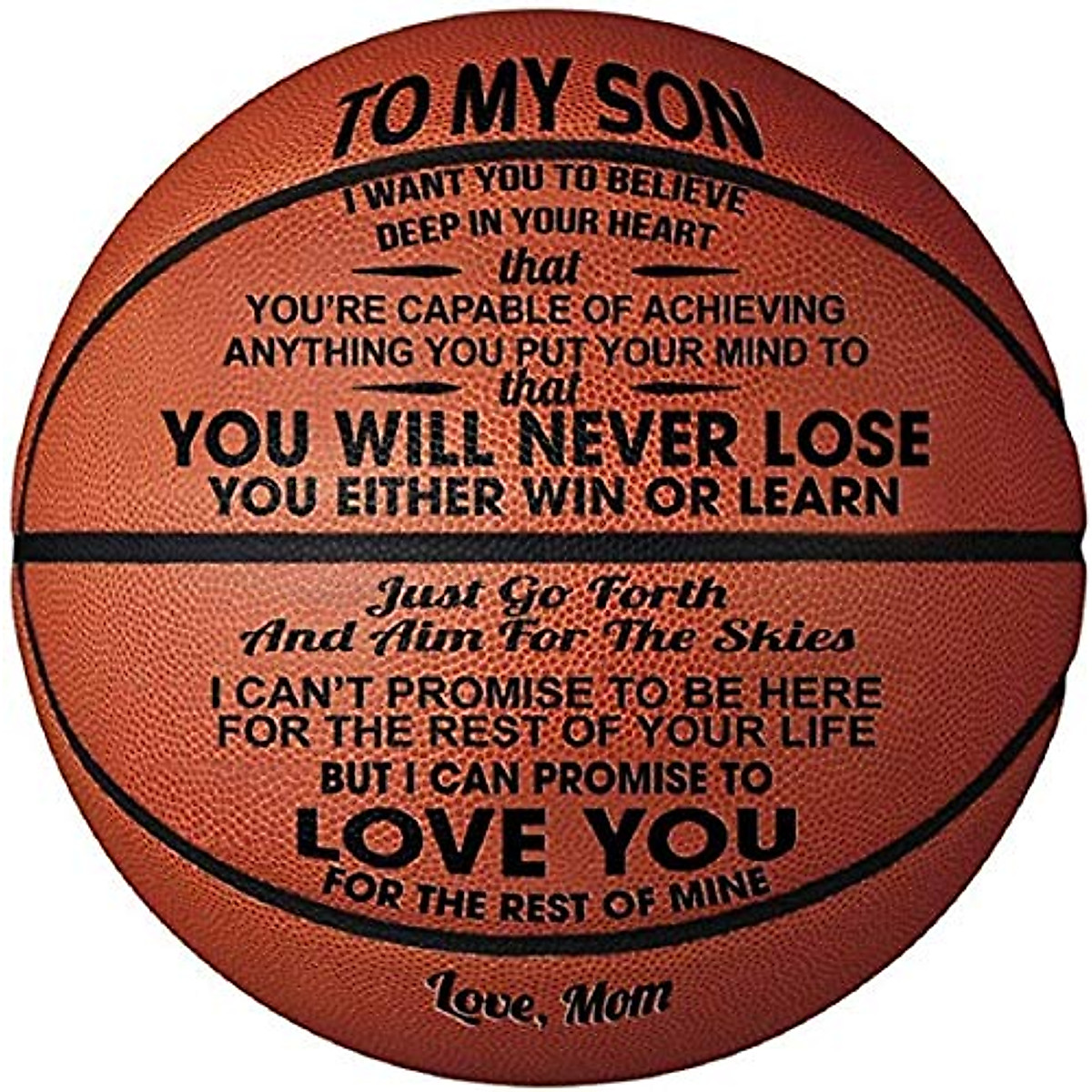 PRSTENLY to My Son Gift Outdoor Basketball 29.5", Personalized Engraved Basket Ball Son You Will Never Lose, Graduation Back to School Birthday Gifts for Son from Mom