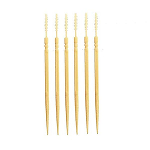 200pcs Double-Head Toothpicks Soft Plastic Oral Care Interdental Floss Cleaners toothpicks,Braces Brush (Light Yellow)