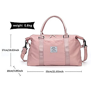 HYC00 Travel Duffel Bag, Sports Tote Gym Bag, Shoulder Weekender Overnight Bag for Women,Pink
