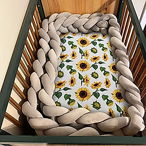 Pack n Play Sheet, Mini Crib Sheet, Portable Crib Sheets, Pack and Play Playard Sheet, Mini Crib Mattress Cover, Mini Crib Fitted Sheet, 38"x 24"x 3'', Sunflower Nursery Decor, Crib Pad Cover