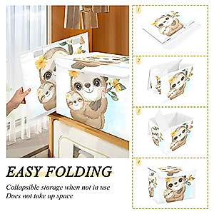 innewgogo Sloth Storage Bins with Lids for Organizing Organizer Containers with Handles Oxford Cloth Storage Cube Box for Bed Room