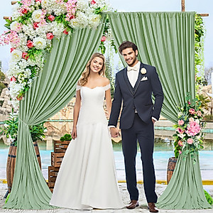 10x10 Sage Green Backdrop Curtain for Parties Wrinkle Free Dark Green Photo Curtains Backdrop Drapes Fabric Decoration for Baby Shower Birthday Party Photography 5ft x 10ft,2 Panels