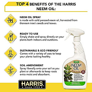 Harris Neem Oil Spray for Plants, Cold Pressed Ready to Use, 20oz