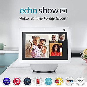 Echo Show 10 (3rd Gen) | HD smart display with motion and Alexa | Glacier White | with Wyze Cam V3