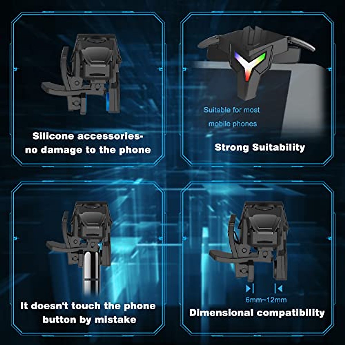 Mobile Gaming Trigger, Physically Mapped Automatic Continuous Click Game Trigger, PUBG Mobile Controller, RGB Light Alloy Button Zero Latency, for PUBG/Fortnite/COD/NEW STATE Mobile Game