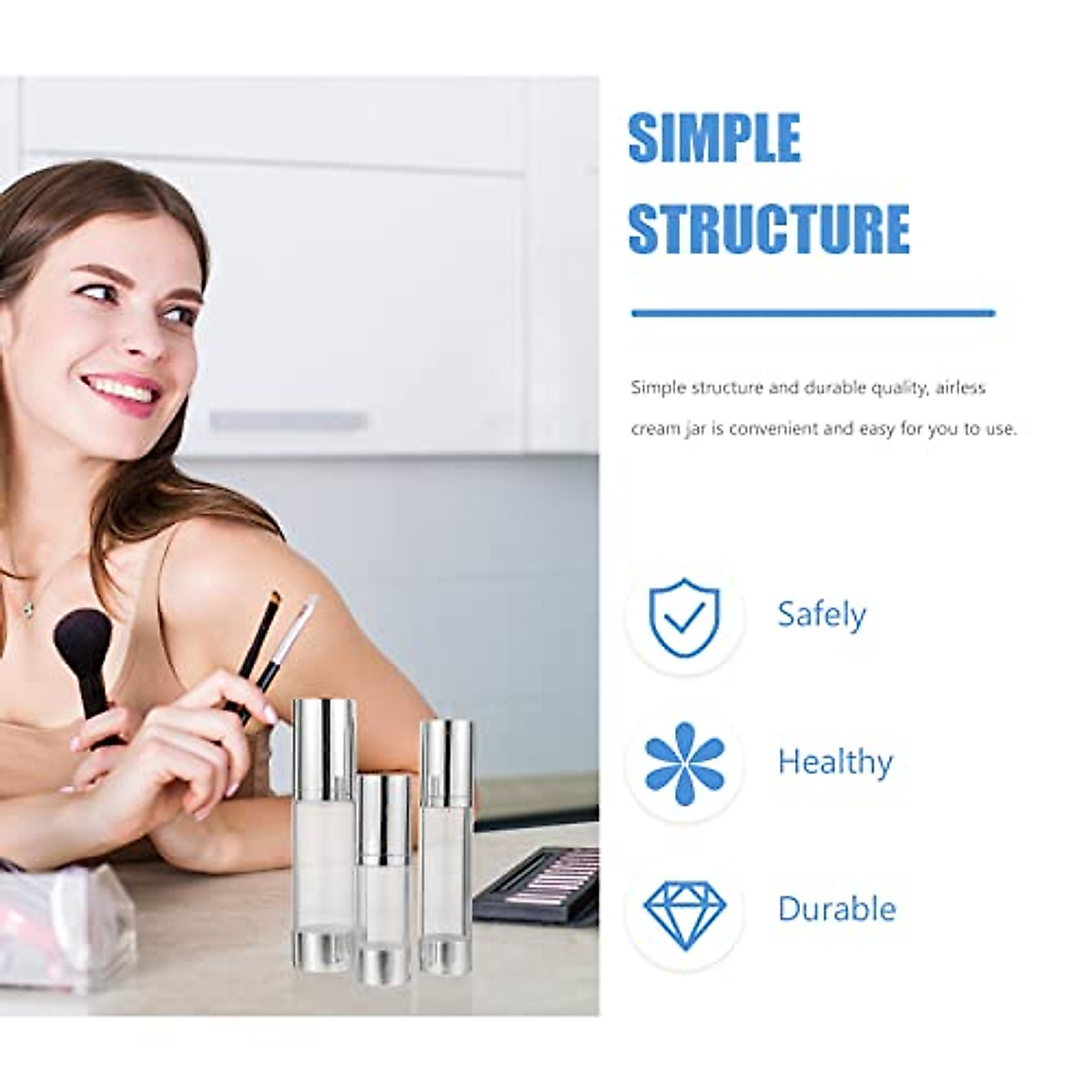 3pcs Vacuum Lotion Bottle Travel Size Bottles for Toiletries Travel Liquid Bottles Small Containers Cosmetic Jars Lotion Container Travel Jars Travel Cosmetic Containers