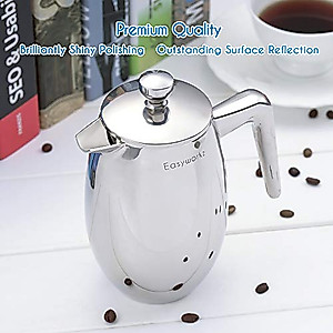 Easyworkz Nando French Press 23 oz Double Wall Insulated Thermal Coffee Maker,304 Stainless Steel Cafetiere