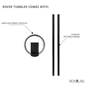 IRON °FLASK Insulated Rover Tumbler w/Lid & Straw - 24 Oz Leak Proof & Stainless Steel Bottle for Hot & Cold Drinks - Coffee Travel Mug, Water Metal Canteen, Thermal Cup
