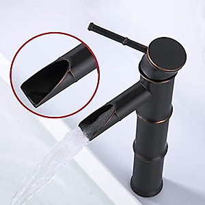 Bathroom Sink Mixer Tap Retro Black Single Lever Countertop Basin Hot and Cold Water Faucet, Tall Copper Single Hole Washbasin Faucet, Suitable for Toilet and Bathroom (A)