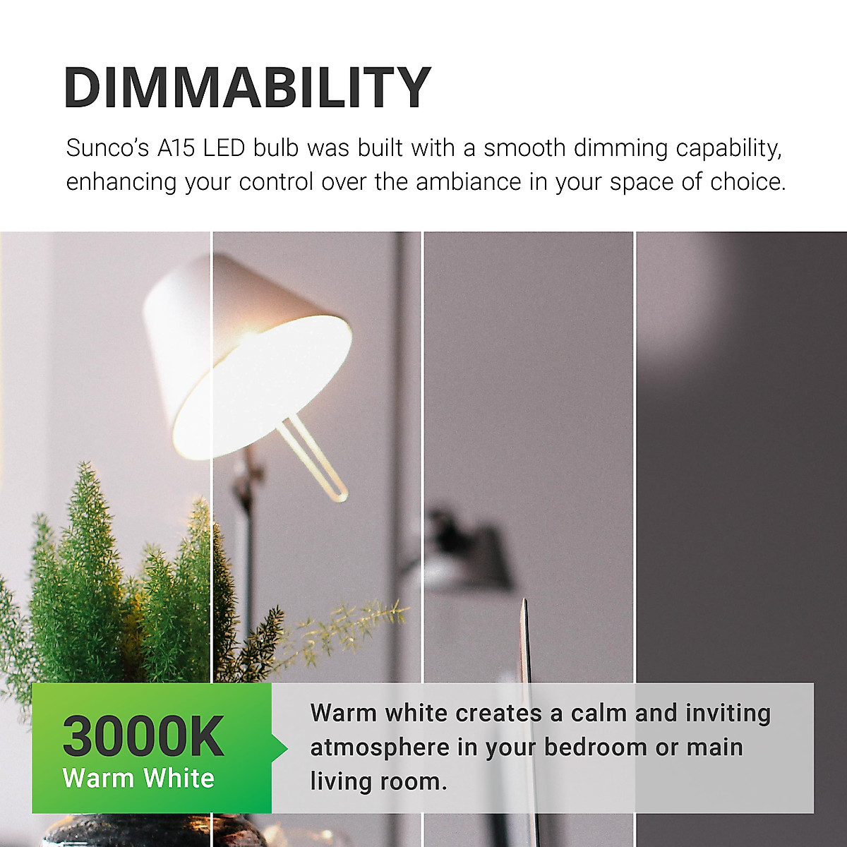 Sunco Lighting 10 Pack A15 LED Bulb Dimmable Refrigerator Appliance Bulbs 8W Equivalent 60W 3000K Warm White 800 LM, E26 Medium Base, Instant On, Super Bright, Indoor Outdoor Light - UL