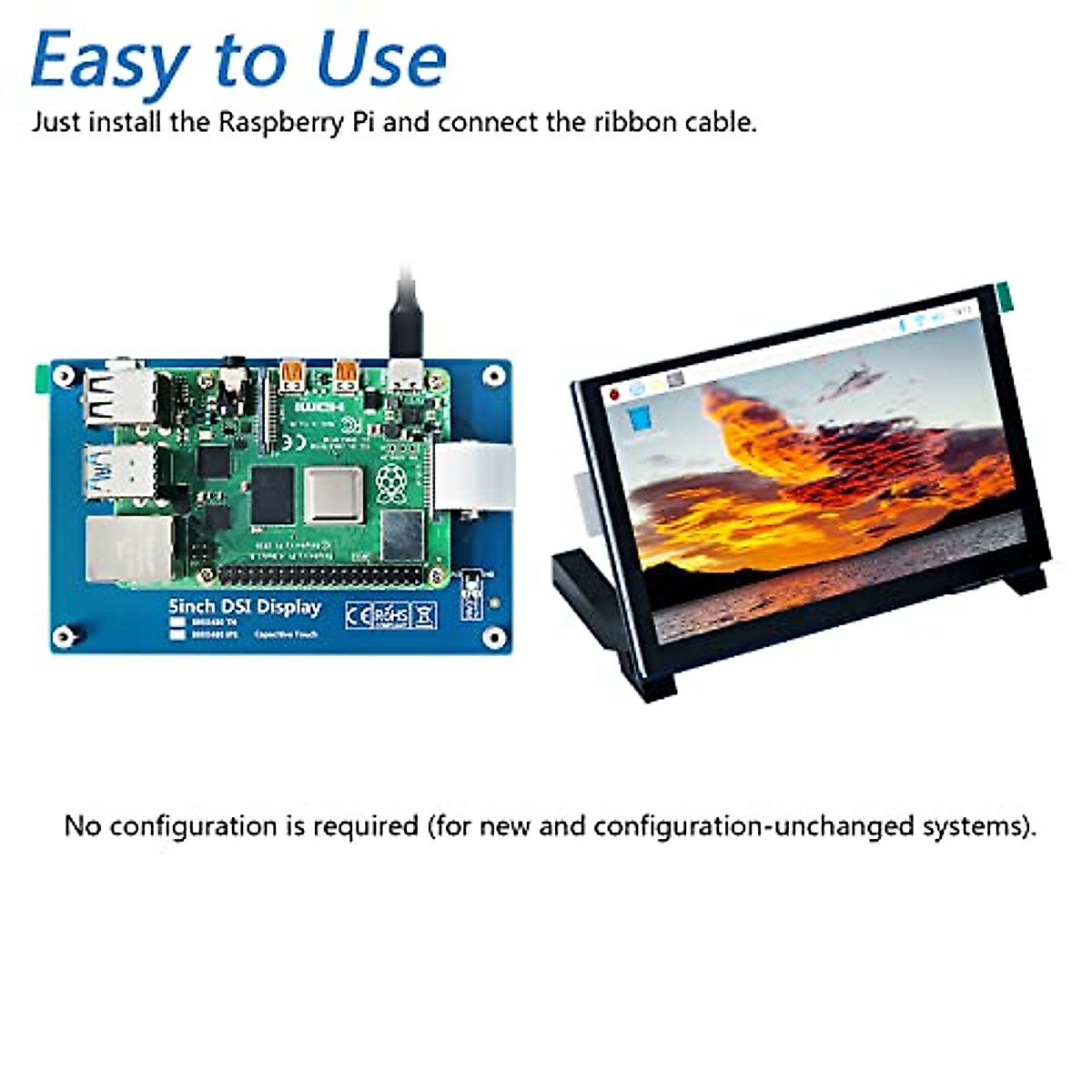 FREENOVE 5 Inch Touchscreen Monitor for Raspberry Pi 5 4 B 3 B+ A+, 800x480 Pixel IPS Display, 5-Point Touch Capacitive Screen, Driver-Free MIPI DSI Port