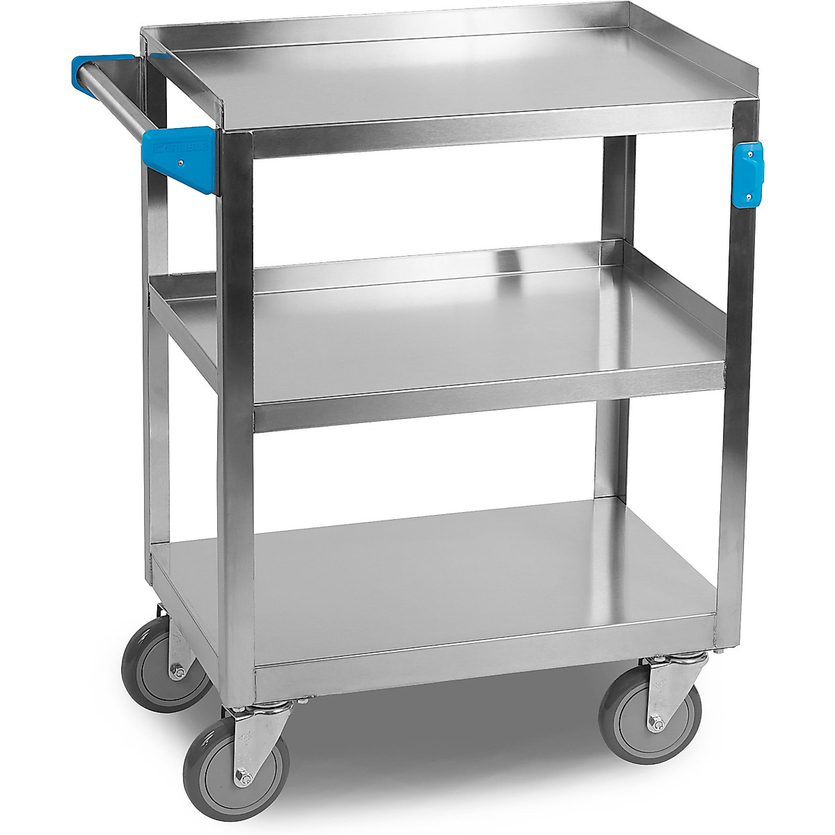 Carlisle FoodService Products Stainless Steel 3 Shelf Utility Cart, 15.5" x 24", Silver, 300 Pound Capacity
