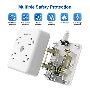 AUOPLUS Surge Protector Power Strip - 4 Widely Outlets with 3 USB Ports(1 USB C Outlet/PD 20W), Outlet Extender with 5FT Braided Extension Cord, Wall Mount for Travel Home Office, Dorm Essentials