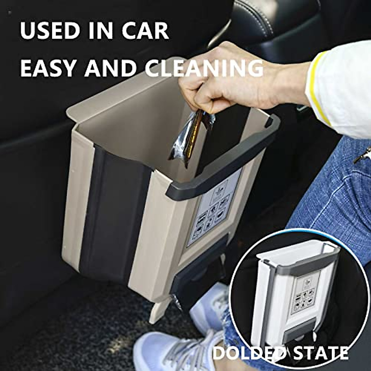 2Pack Hanging Trash Can | TOZSEN Compost Bin for Kitchen for Cabinet Car Bedroom Bathroom Kitchen Office Indoor Compost bin | 2.4 Gallon