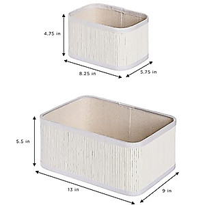 Sorbus Bamboo Storage Baskets - Set of 3 - Organizer Bins for Closet, Open Shelves, Bedroom - Fluted Design - Fabric Lining - Generous Depth & Large Size