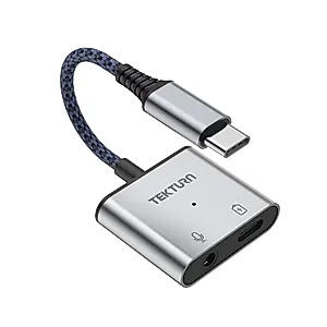 USB-C to 3.5 mm Headphone and Charger Adapter, 2 in 1 USB-C to Aux Audio Jack with PD 60W Fast Charging, Compatible with iPad Pro, iPad Air, Android Phones and Tablets by TEKTURN