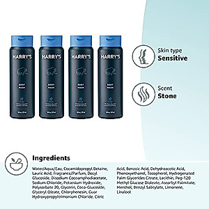 Harry's Men's Body Wash Shower Gel - Stone, 16 Fl Oz (Pack of 4) - Packaging May Vary