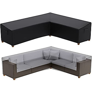 Mrrihand L-Shaped Patio Sectional Sofa Cover, Waterproof Outdoor Sectional Cover,Heavy Duty Garden Furniture Cover with Air Vent 104W*83D*31H/33.5