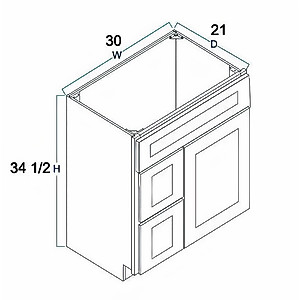 Maple Shaker Sink Base Bathroom Vanity with Drawers 30" Ready-to-Assemble Cabinet